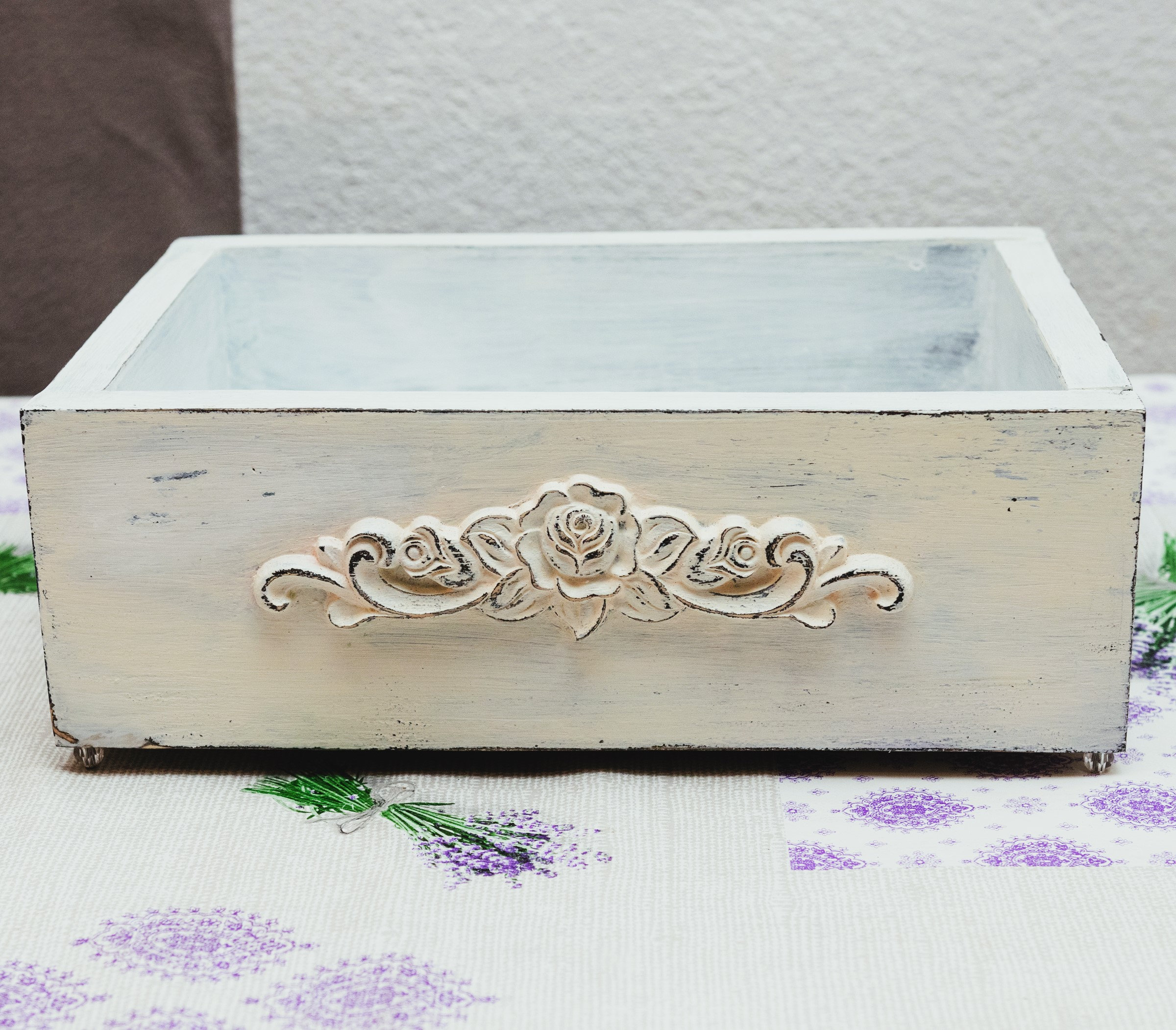 Vintage White Wood Crate Box Flower Antique, Distressed Shabby Chic ...