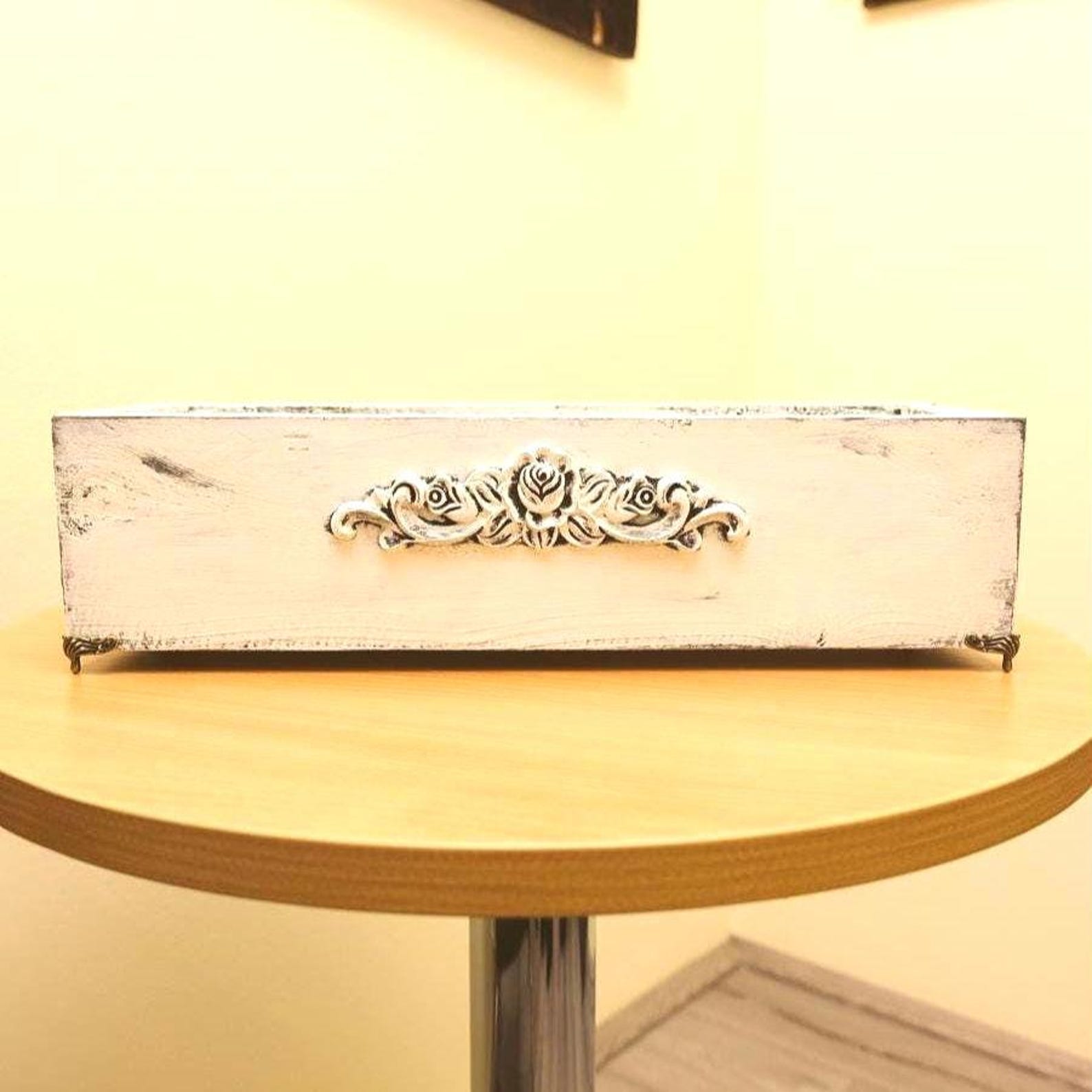 Vintage White Wood Crate Box Flower Antique, Rectangular Distressed ...