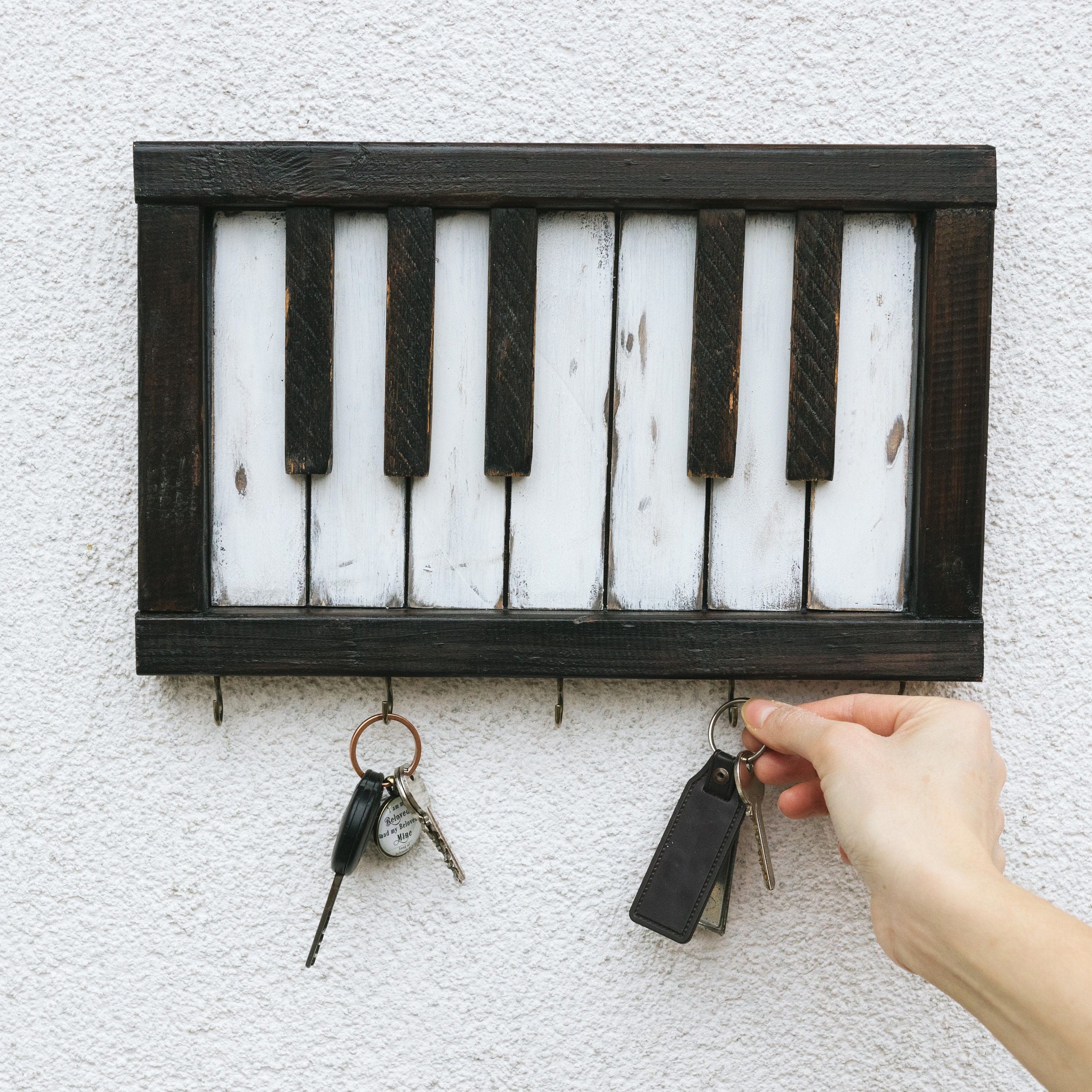 Piano Keyboard Wooden Key Holder, Rustic Key/jewelry Rack, Piano Wood ...