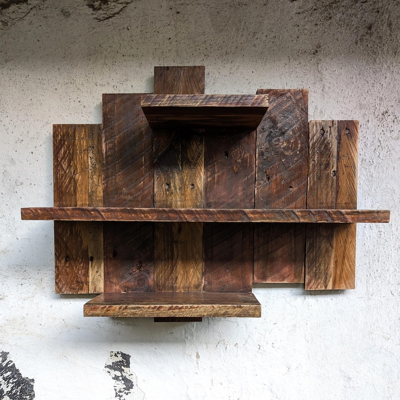 60cm Rustic Wooden Shelf, Natural Reclaimed Wood, Wall Shelf, Wooden ...