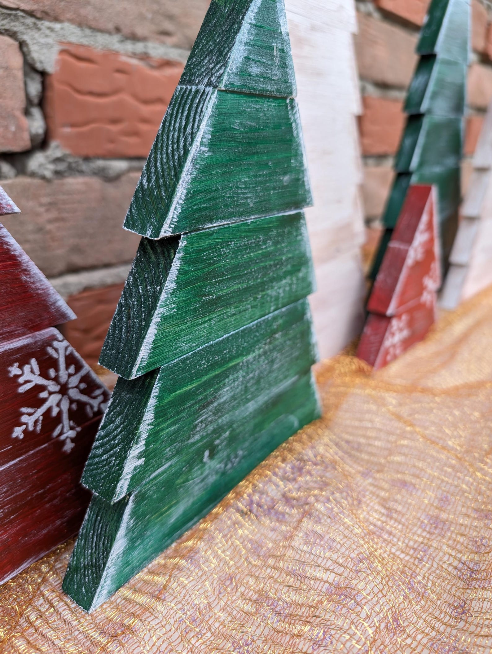 SET Handmade Wooden Christmas Trees, Xmass Wood Decoration, Christmas ...