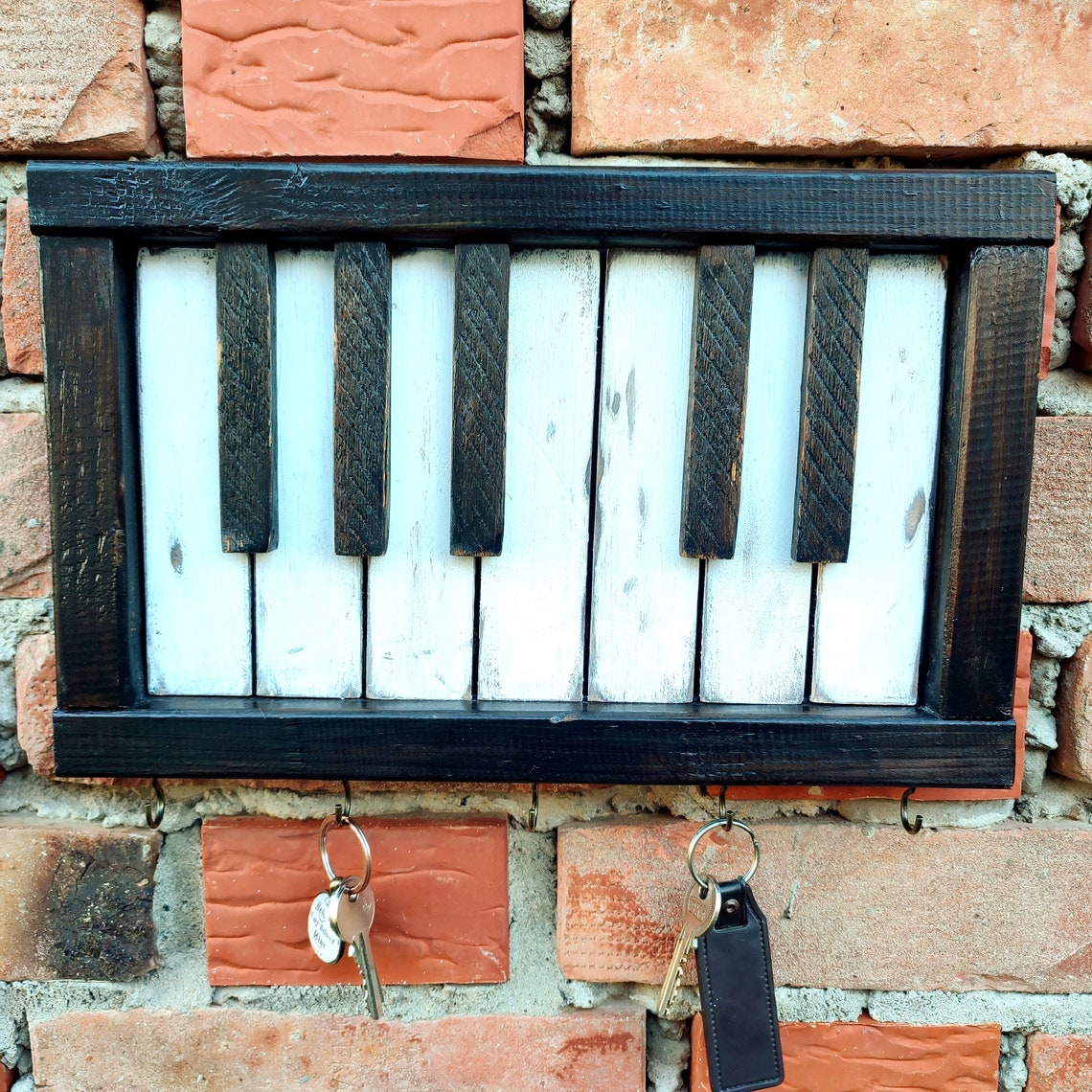 Piano Keyboard Wooden Key Holder, Rustic Key/jewelry Rack, Piano Wood ...
