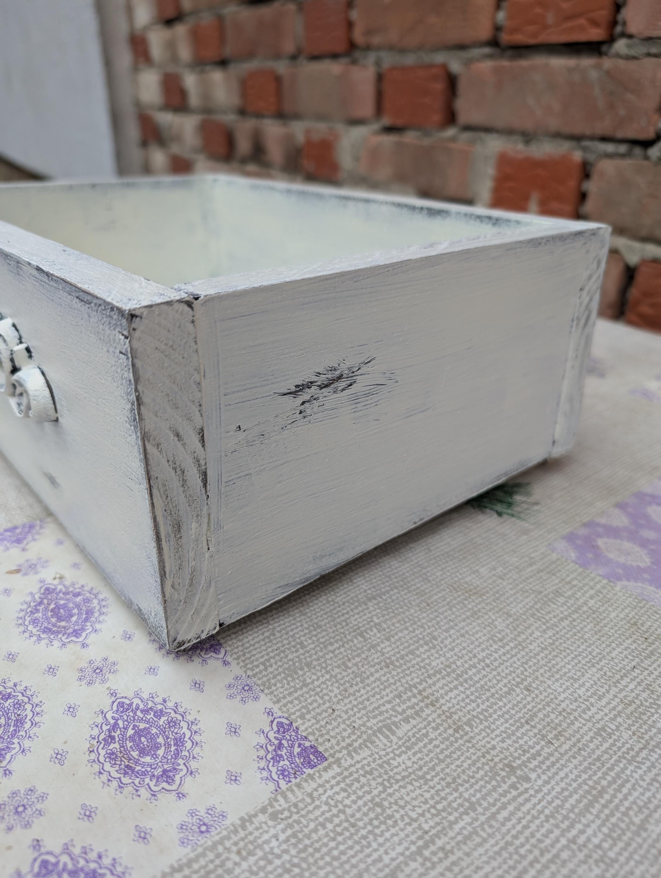 Shabby Chic White Wood Crate, Distressed Floral Storage Box - Etsy