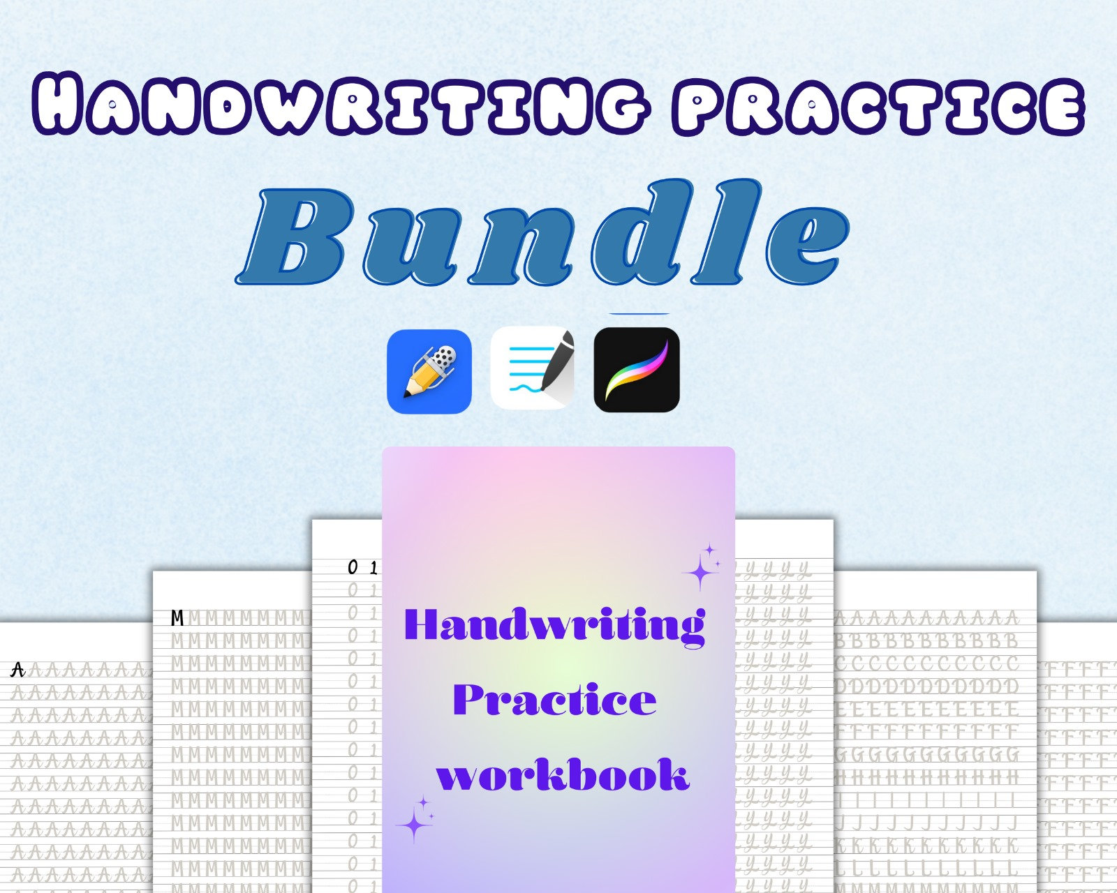Handwriting Workbook Bundle Printable iPad Templates for Goodnotes ...