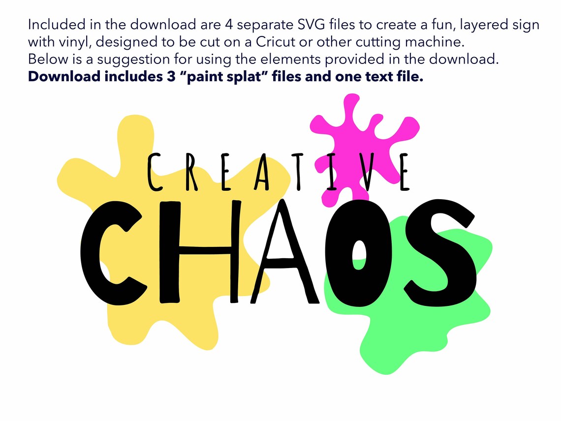 Creative Chaos SVG Files; Includes 1 Text File and 3 "paint Splat ...