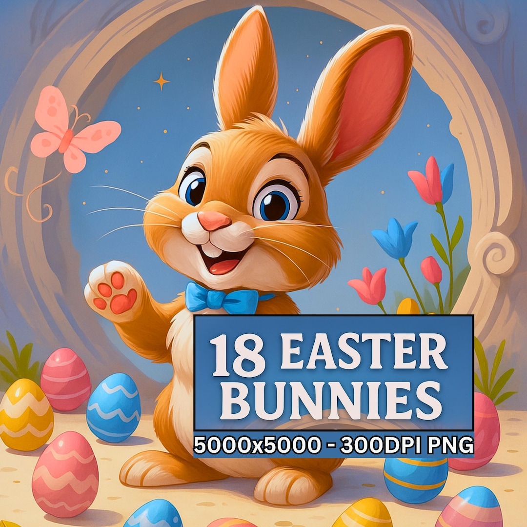 Easter Bunny Clipart Bundle | Pastel Spring Rabbit Pngs (instant ...