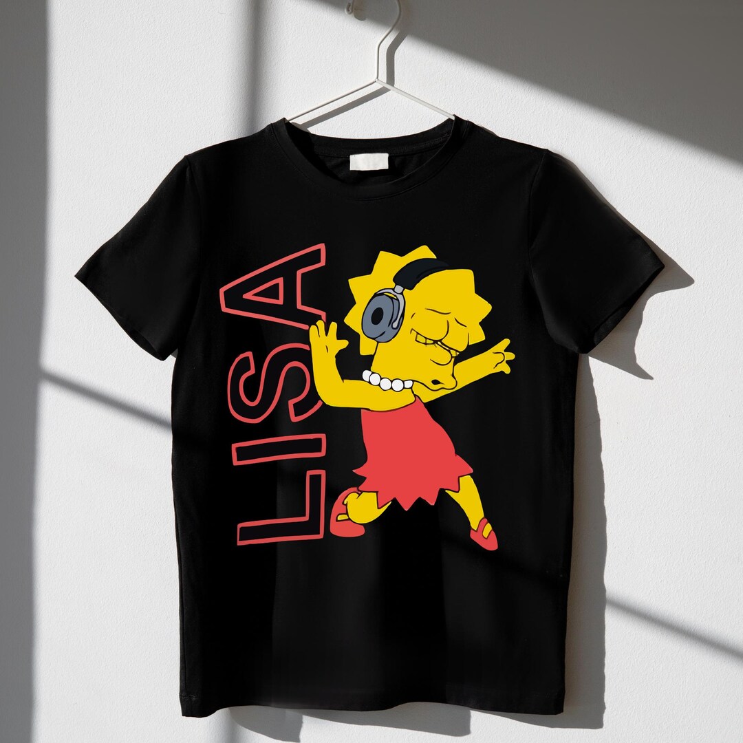 Lisa Simpson Dancing T-shirt – Funny Cartoon Headphones Tee, Retro Pop ...