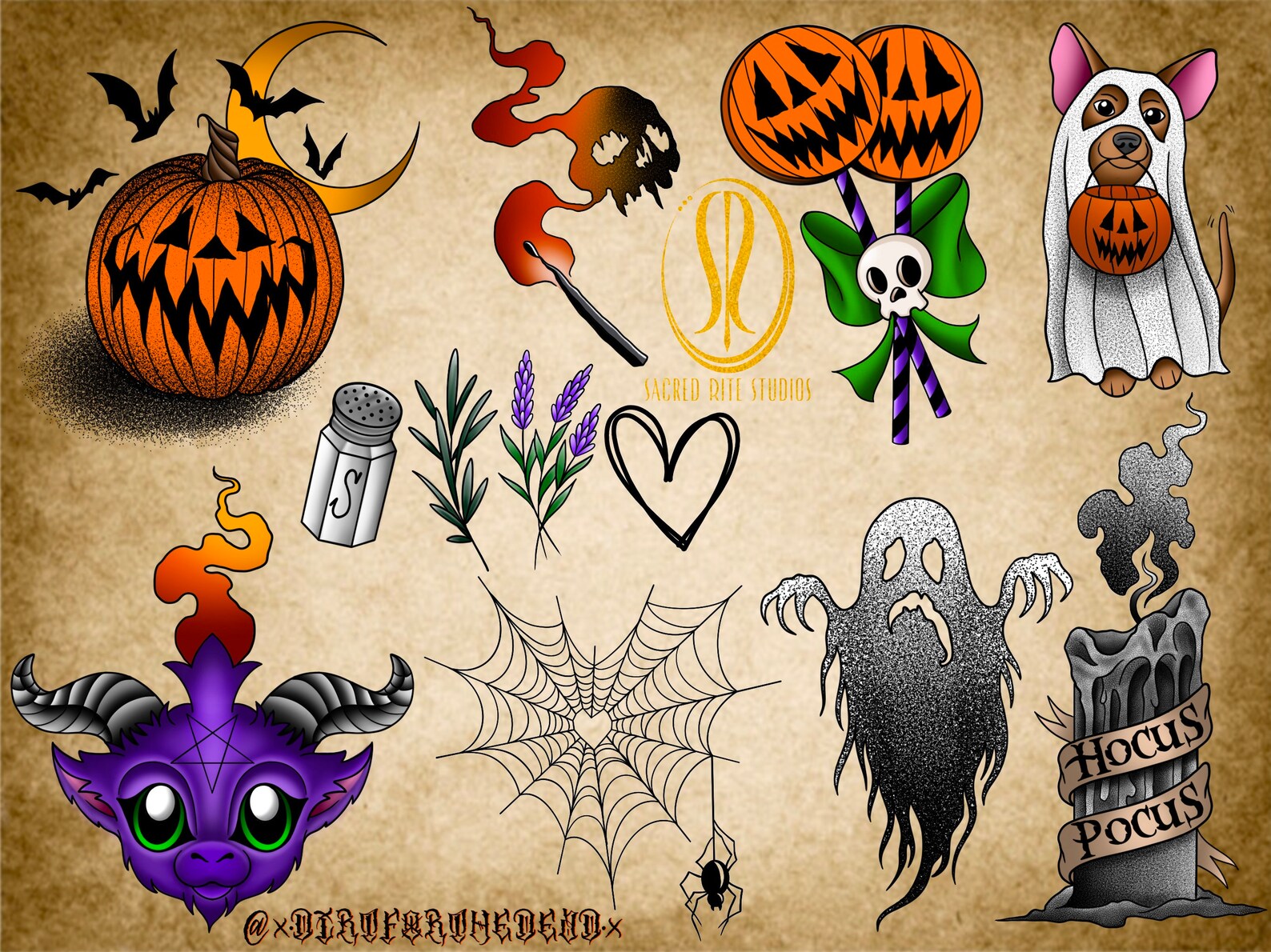 Spooky Halloween Tattoo Flash Vol. I Digital Download - Etsy