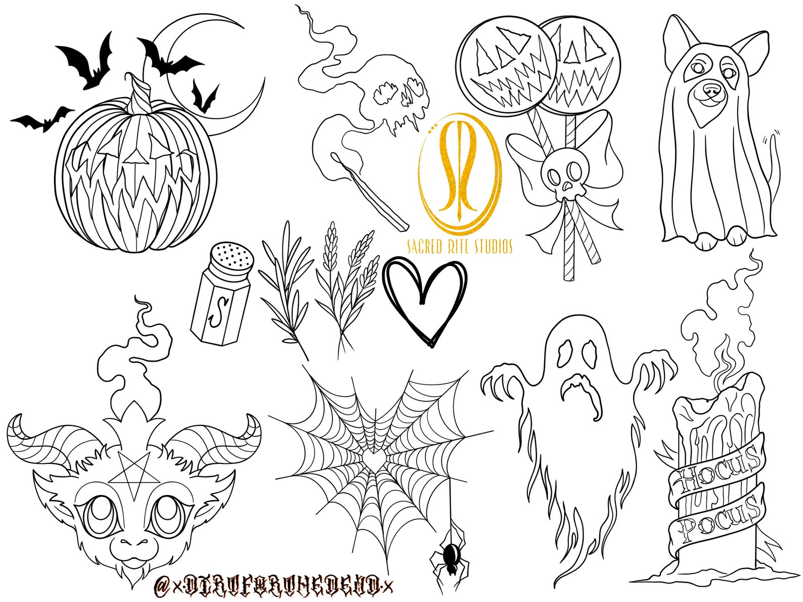 Spooky Halloween Tattoo Flash Vol. I Digital Download - Etsy