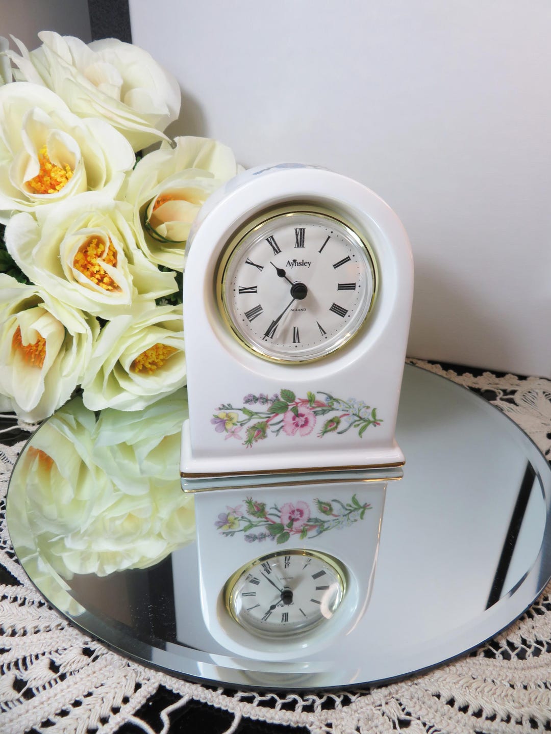 Vintage Aynsley Wild Tudor Clock, Tabletop Clock, Fine England Bone ...