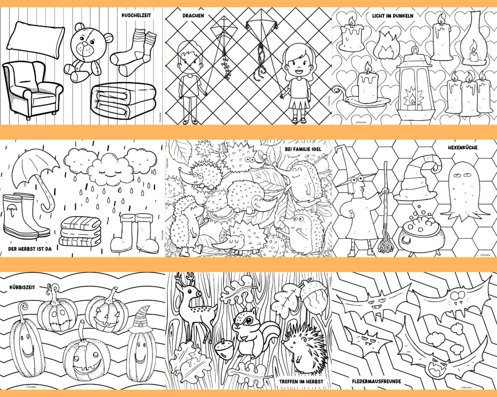 20 Coloring Pages Autumn Halloween Coloring Pictures Children ...