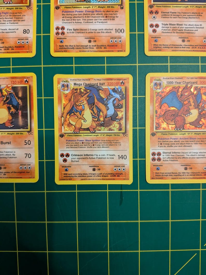 Rainbow Holographic Charizard Card Collection: 8-bit, Mega, Clone ...