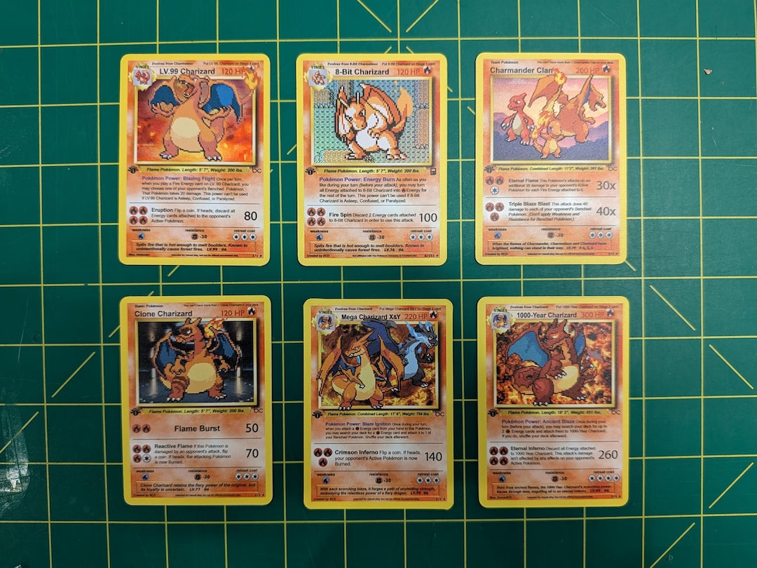 Rainbow Holographic Charizard Card Collection: 8-bit, Mega, Clone - Etsy