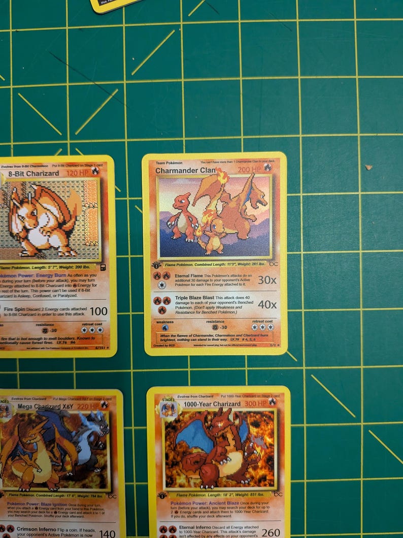 Rainbow Holographic Charizard Card Collection: 8-bit, Mega, Clone - Etsy