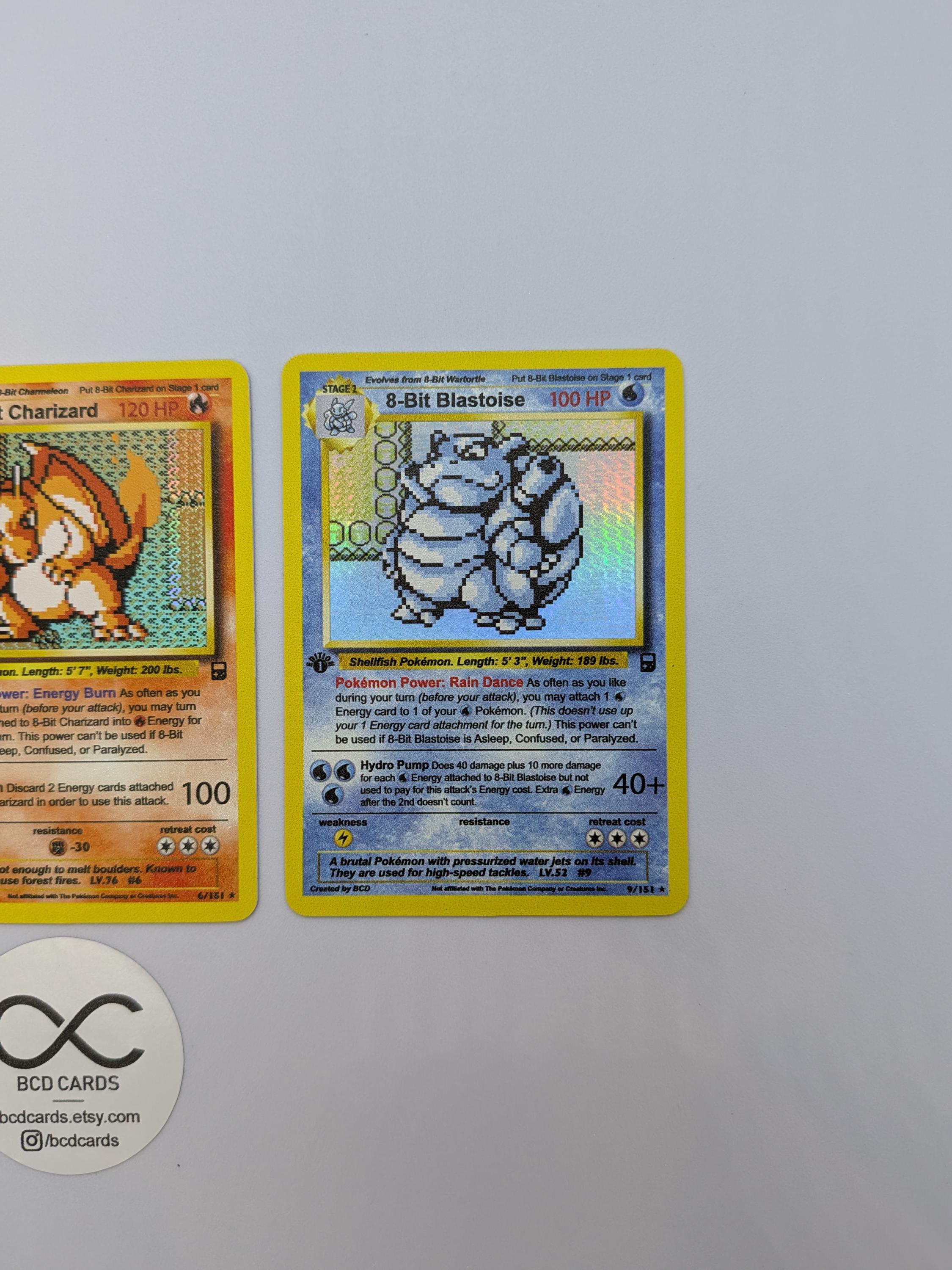 8-bit Venusaur, Charizard, Blastoise - Custom Pokemon Card - Etsy
