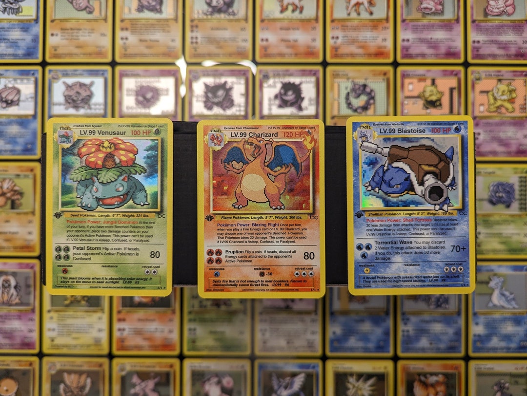 LV.99 Venusaur, Charizard, Blastoise - Custom Pokemon Card - Etsy