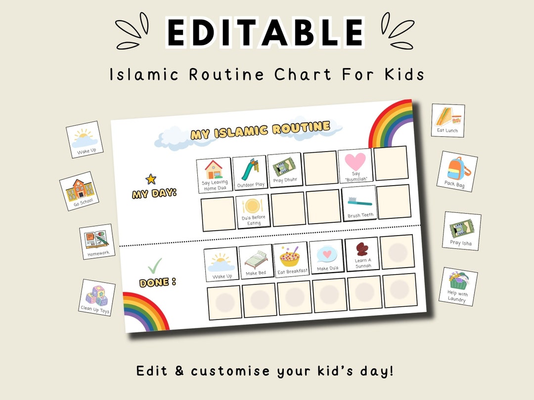 My Islamic Responsibilities Routine Visual Chart for Muslim Kids ...