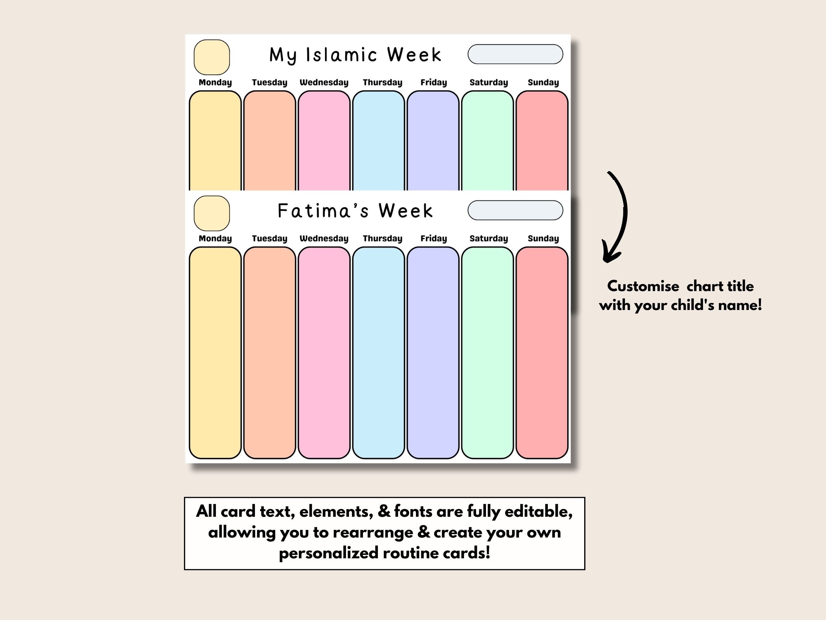 Editable Islamic Schedule Daily Weekly Routine Chore Chart Printable ...