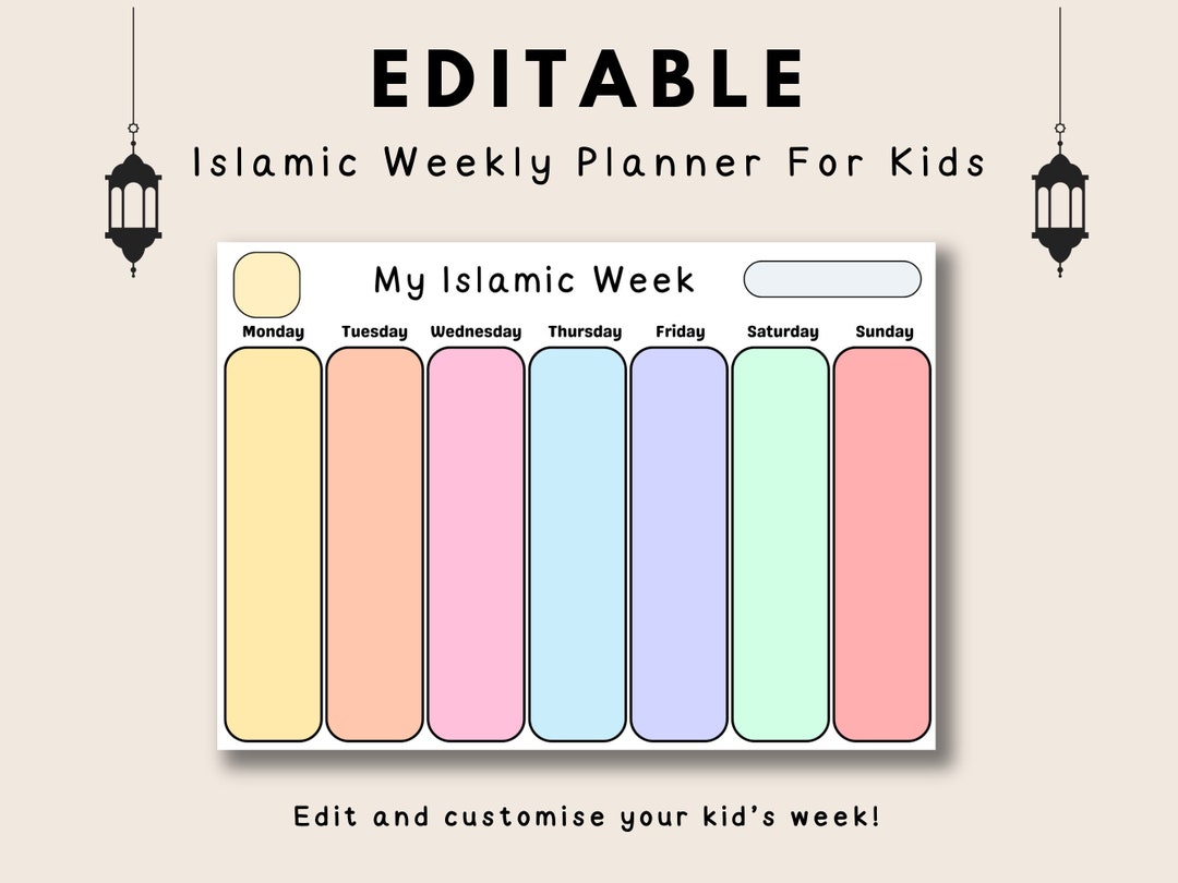 Editable Islamic Schedule Daily Weekly Routine Chore Chart Printable ...