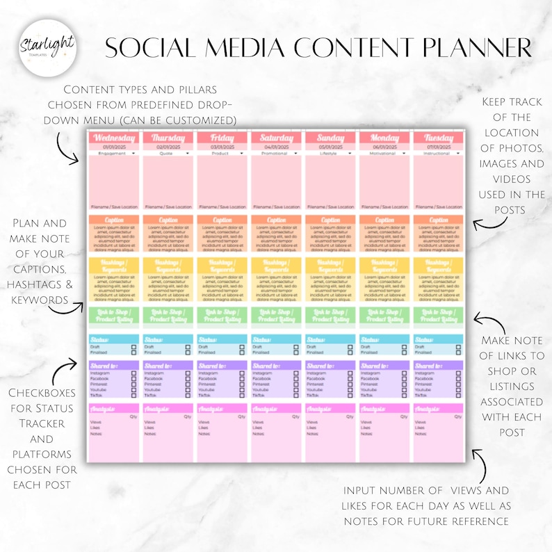 Social Media Content Planner Google Sheets Template Social Media ...