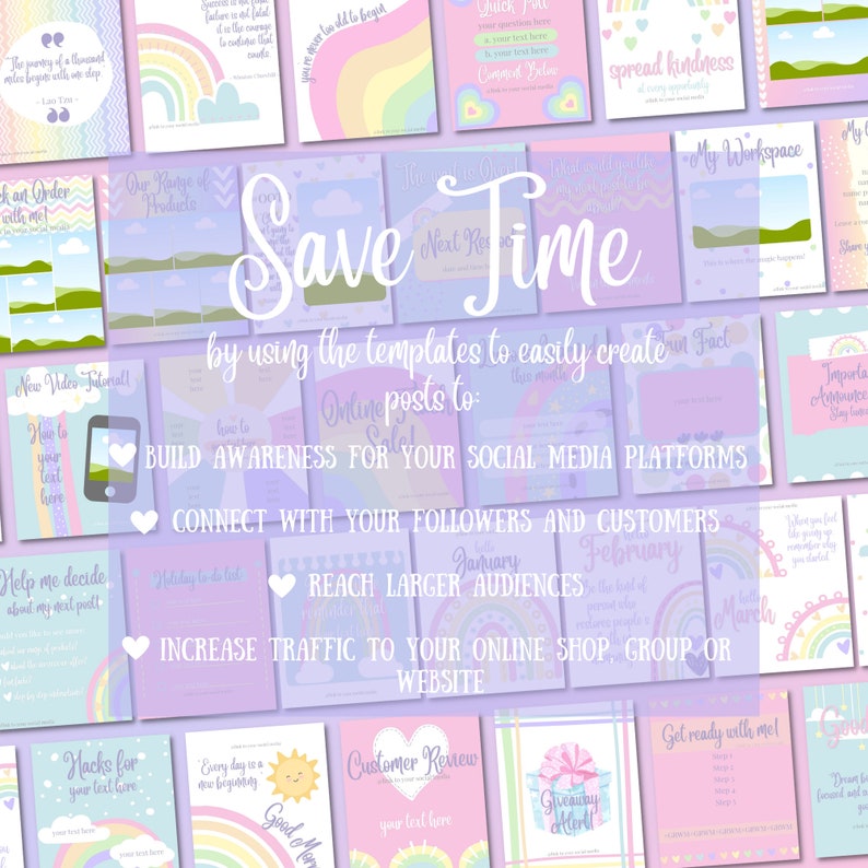 Pastel Rainbow Instagram Feed, Rainbow IG Reels, IG Feed Templates ...