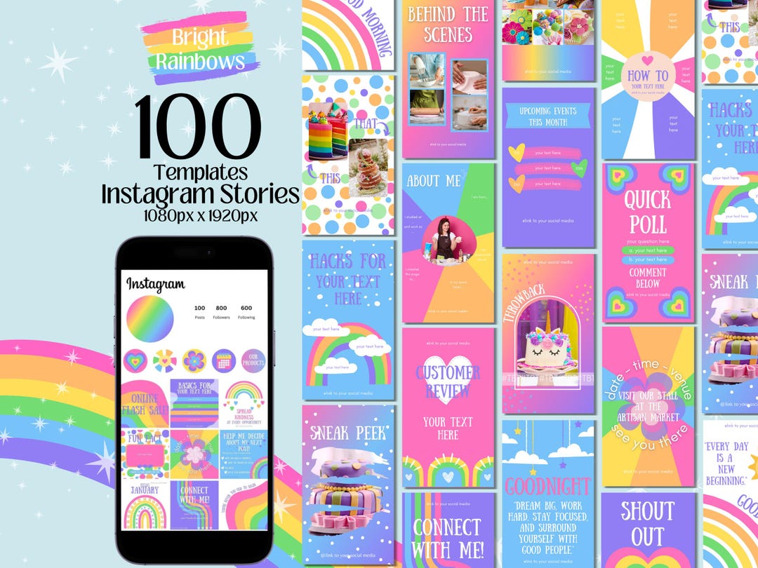 100 Rainbow Instagram Templates, Bright Colorful Instagram Story Posts ...