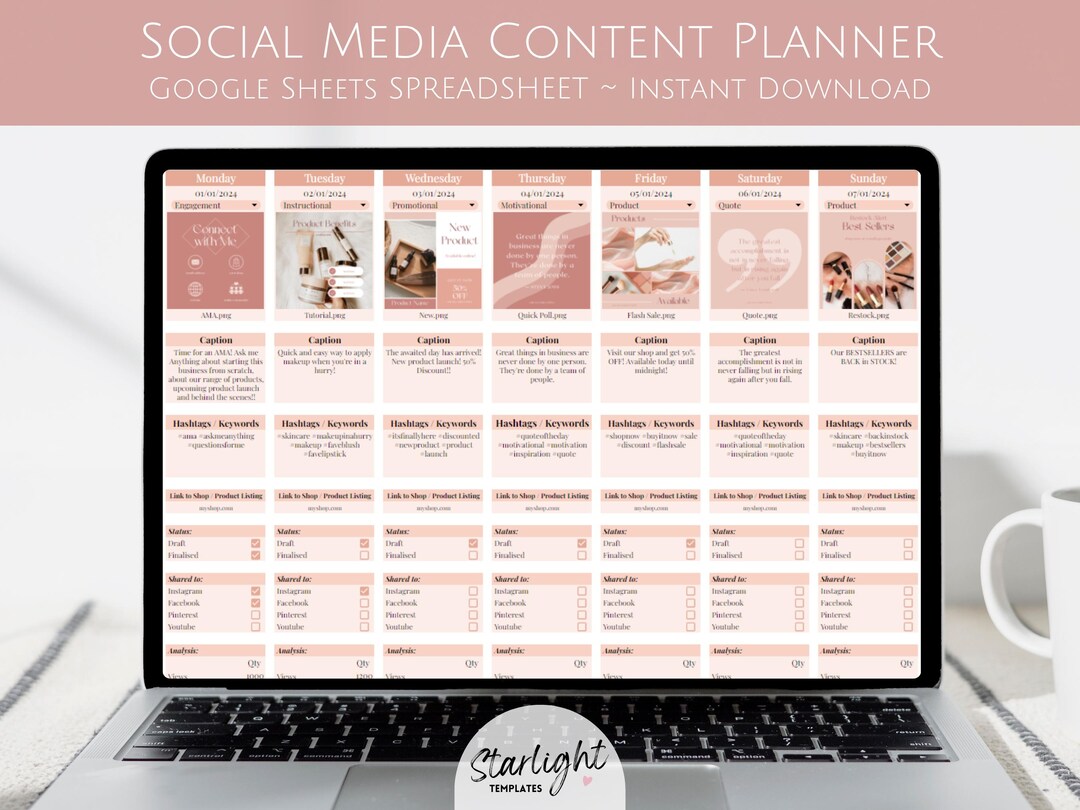 Social Media Content Planner Google Sheets Template Social Media ...