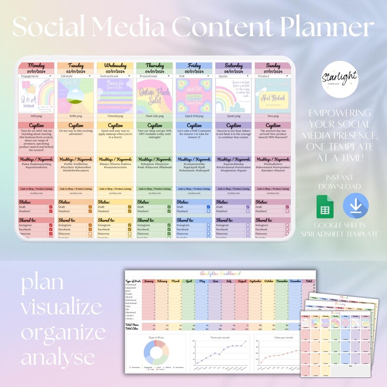 2026 Social Media Content Calendar, Google Sheets Planner Template for ...
