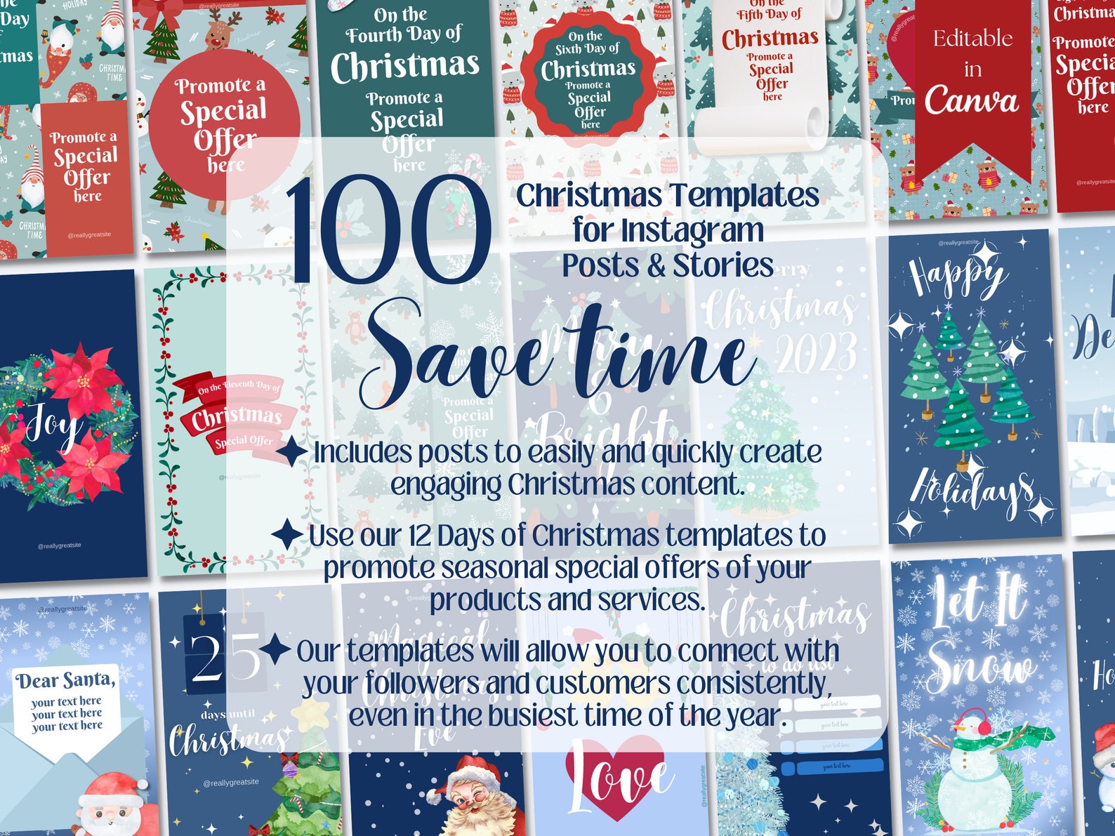 100 Christmas Instagram Templates Bundle, Instagram Posts, Insta ...