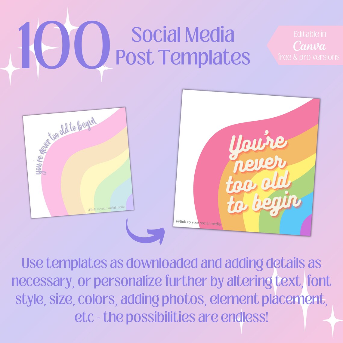 Pastel Rainbow Instagram Feed, Rainbow IG Reels, IG Feed Templates ...