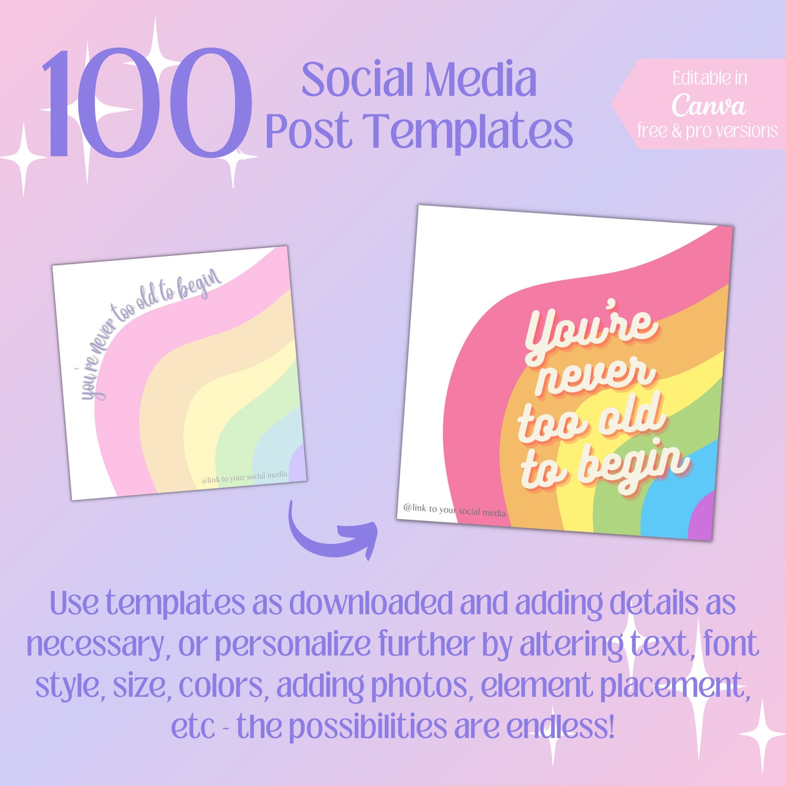 Pastel Rainbow Instagram Feed, Rainbow IG Reels, IG Feed Templates ...