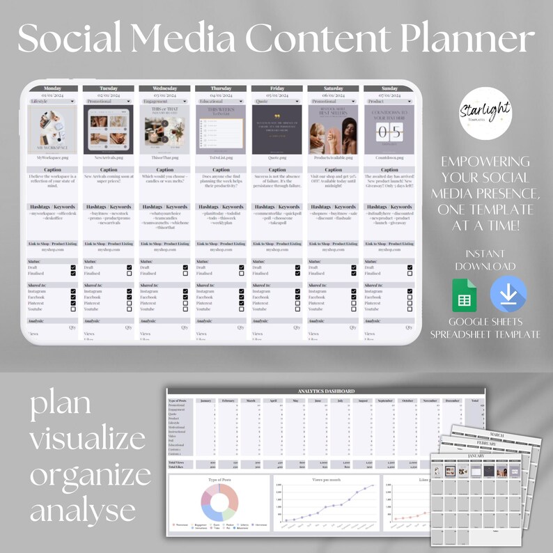 2026 Social Media Organizer, Social Media Content Planner, Content ...