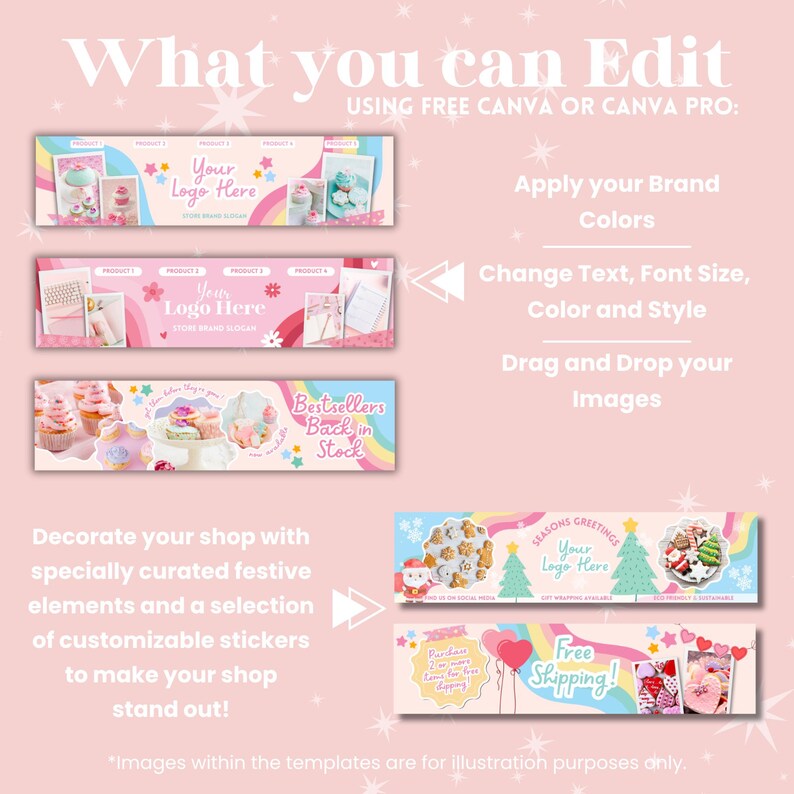 Rainbow Etsy Shop Banners Designs & Shop Icon Templates, Canva ...