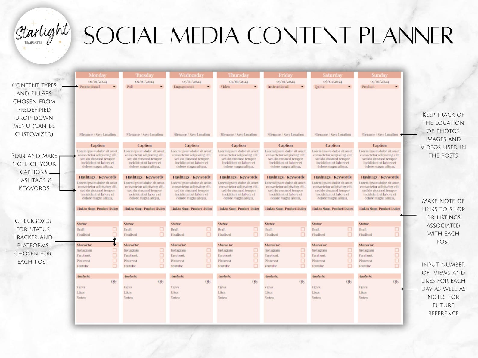Social Media Content Planner Google Sheets Template Social Media ...