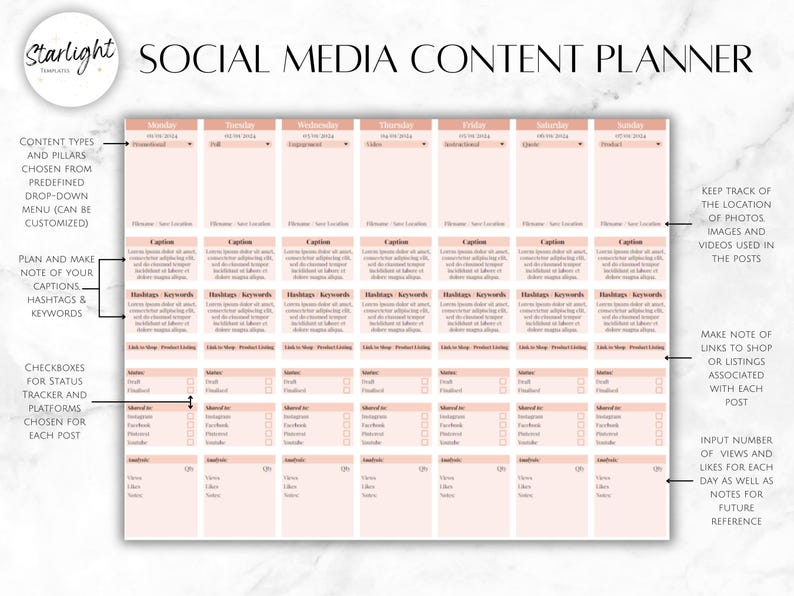 Social Media Content Planner Google Sheets Template Social Media ...