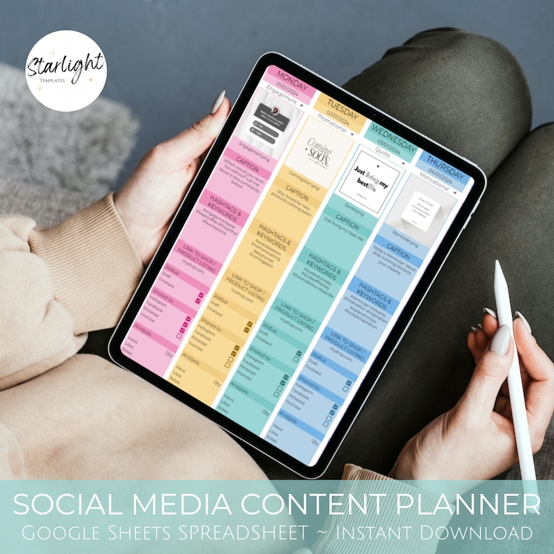 Social Media Content Planner and Tracker, Google Sheets Spreadsheet ...