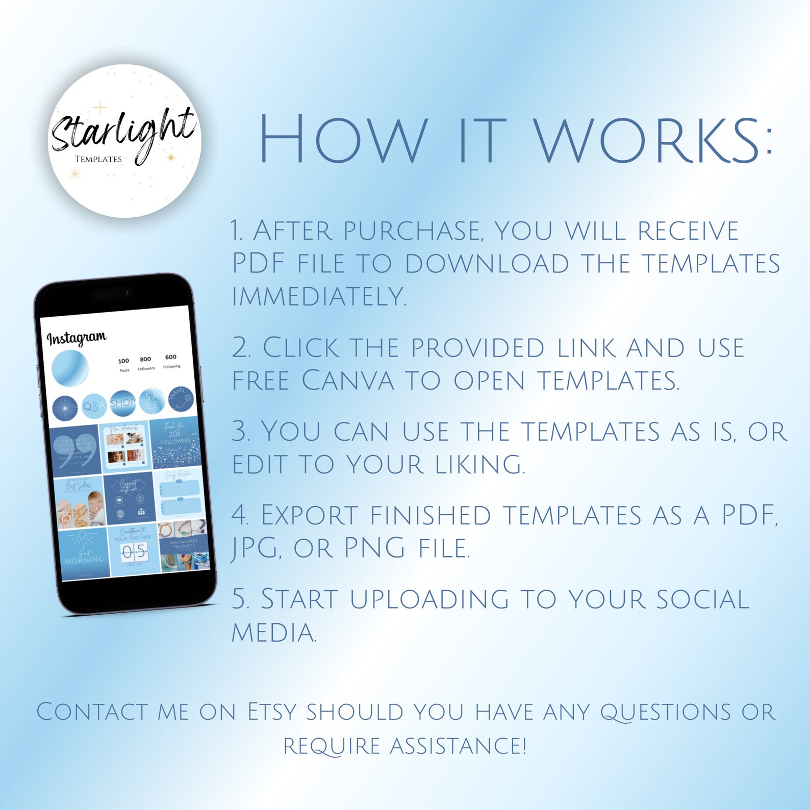 Instagram Templates for Small Business Owner, Blue Social Media ...
