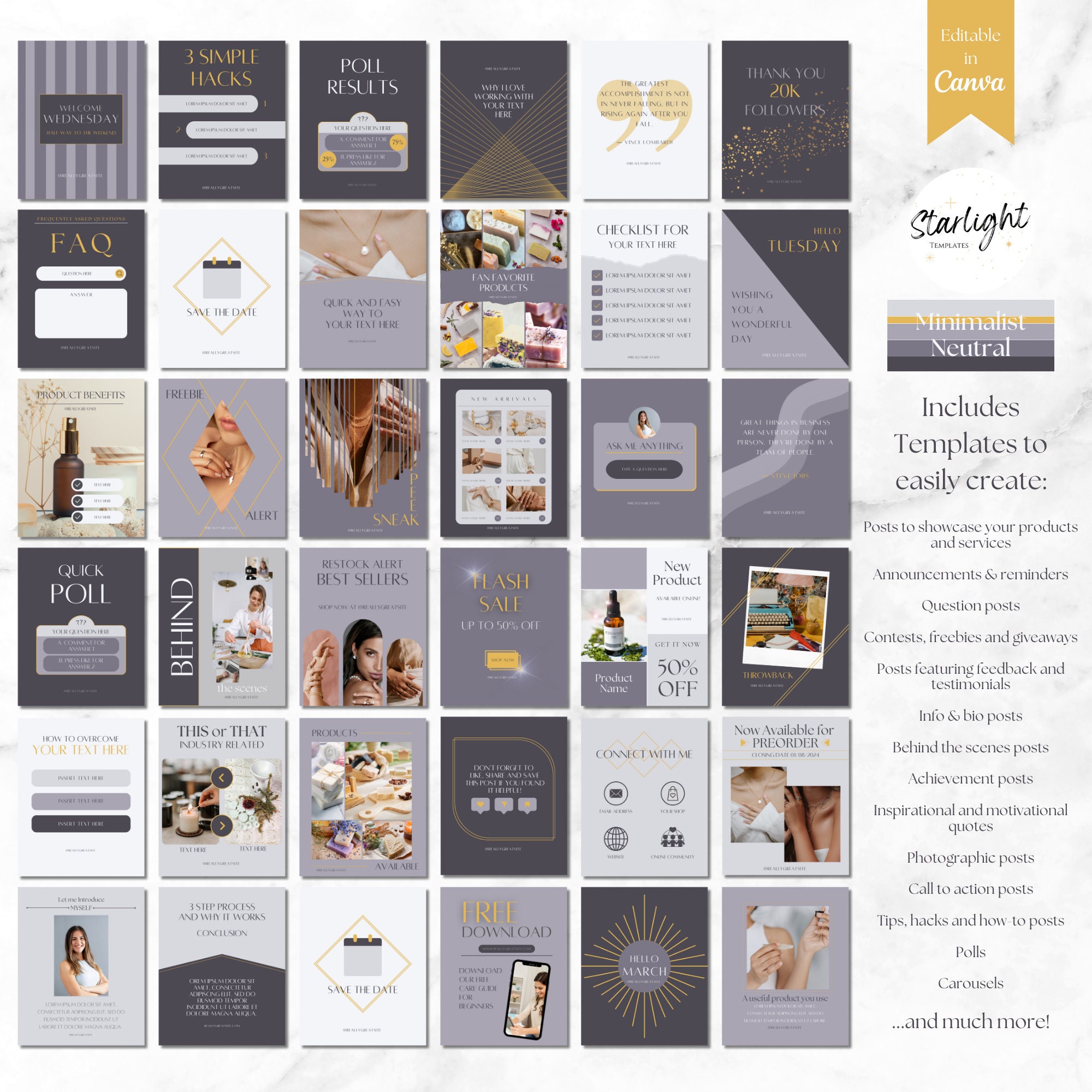 130 Instagram Feed, Social Media Templates Bundle, 100 Instagram Posts ...