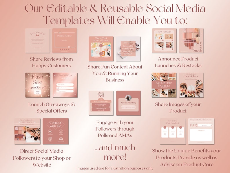 100 Pink Instagram Post Templates, Pink Social Media Templates, IG ...