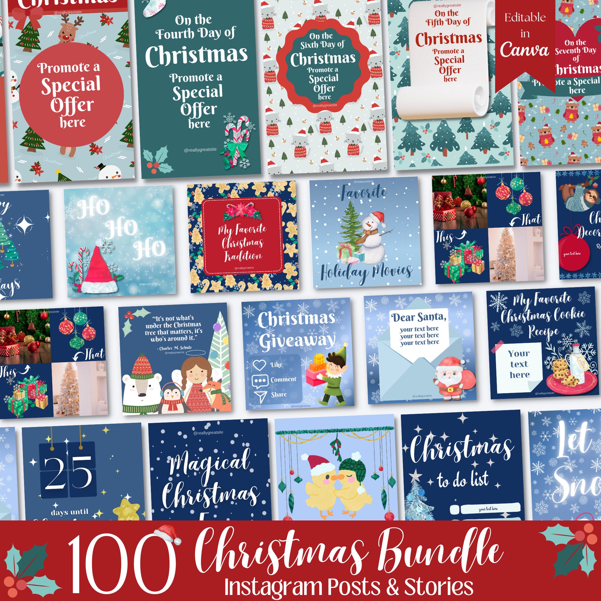 100 Christmas Instagram Templates Bundle Instagram Posts - Etsy