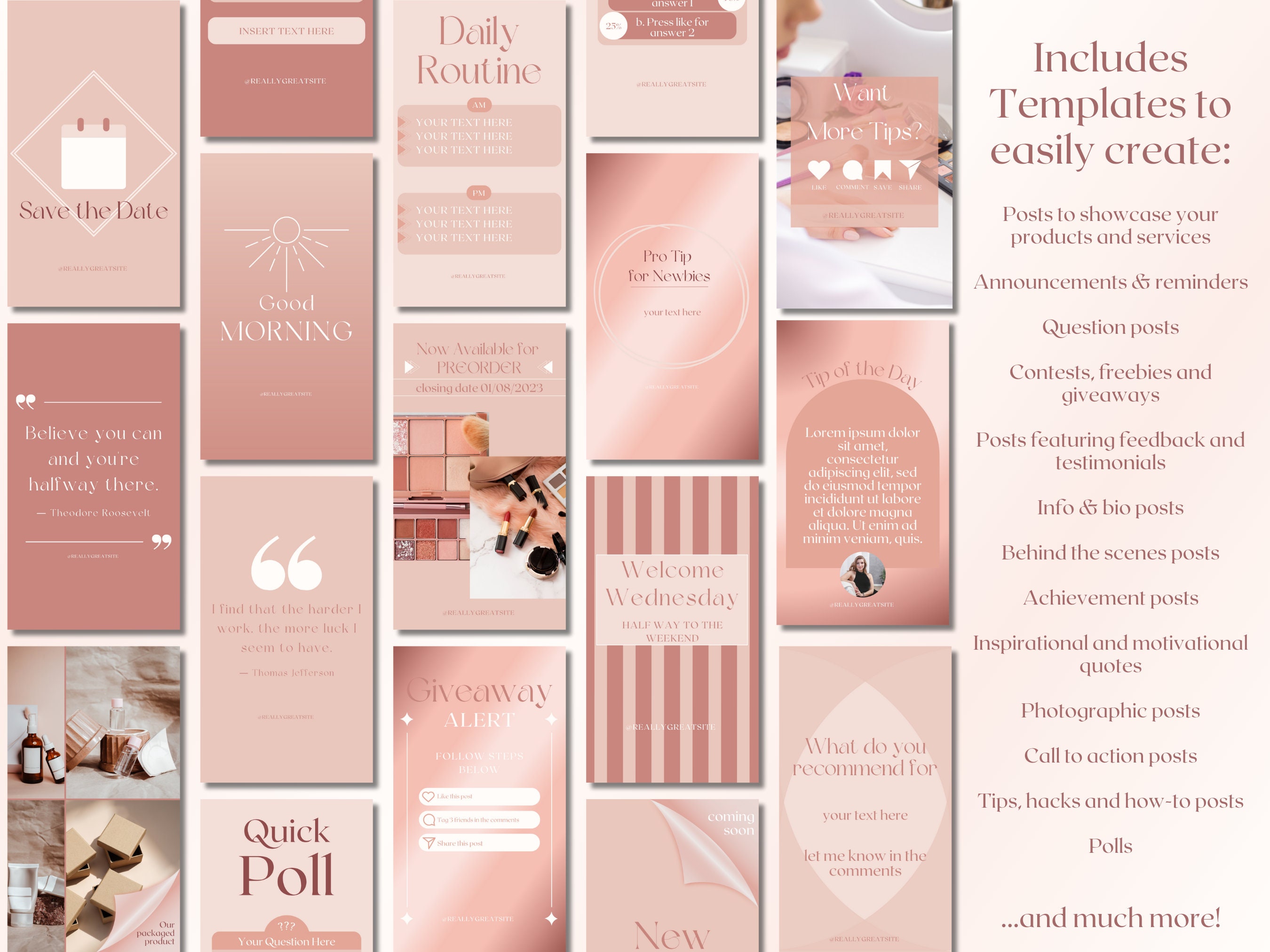 130 Pink Instagram Story Template Bundle Insta Highlight Covers Rose ...