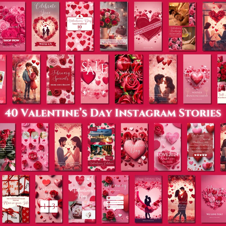 40 Instagram Story Templates, Instagram Valentine's Day Social Media ...