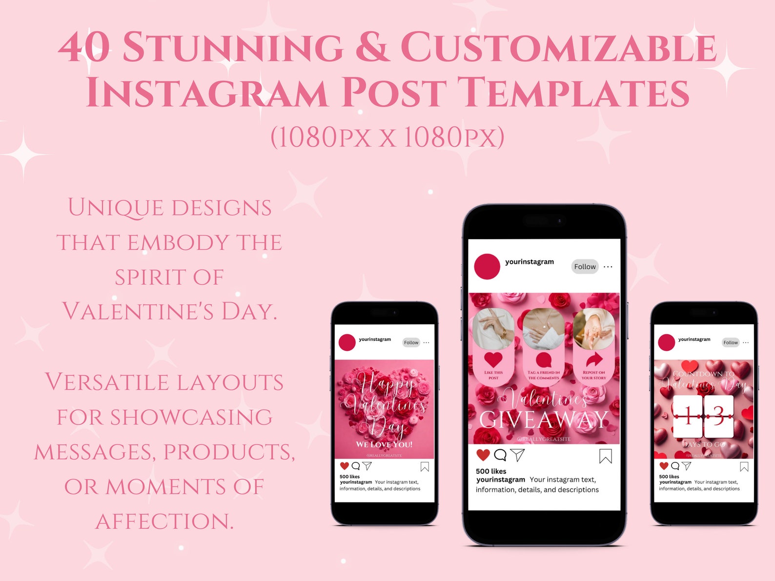 Valentine's Day Instagram Post Templates, February Instagram Posts ...
