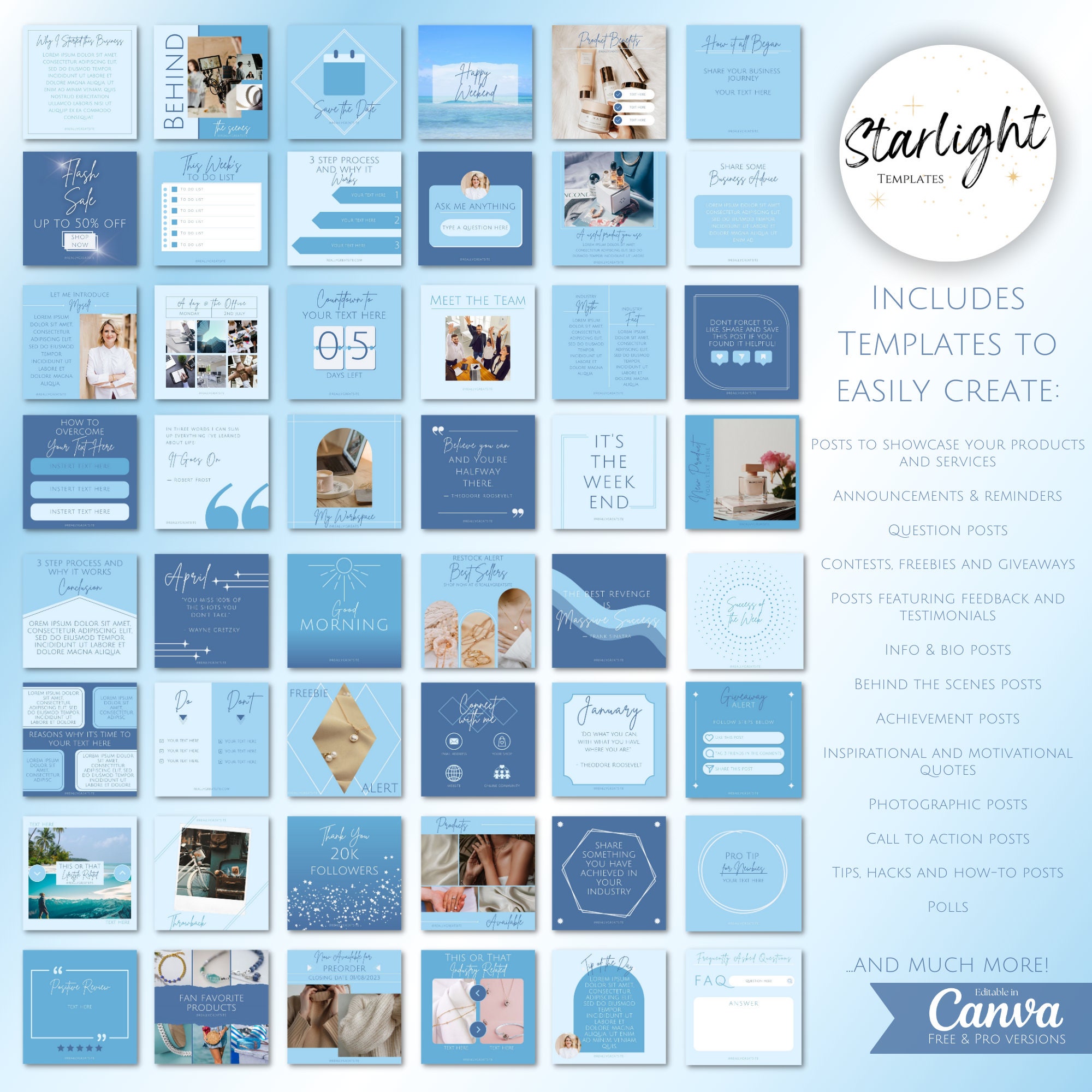 Instagram Templates for Small Business Owner, Blue Social Media ...