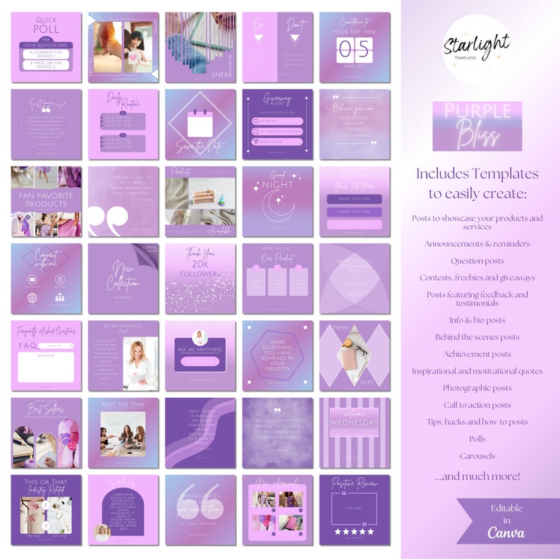 Purple Violet Social Media Square Templates, Instagram Purple Posts ...