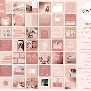 130 Blush Pink Instagram Post Templates, Instagram Highlight Covers ...