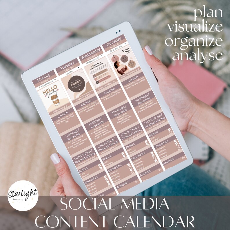 Social Media Content Calendar, Google Sheets Planner Template, Socials ...