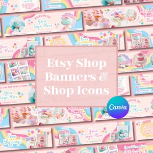 Rainbow Etsy Shop Banners Designs & Shop Icon Templates, Canva ...
