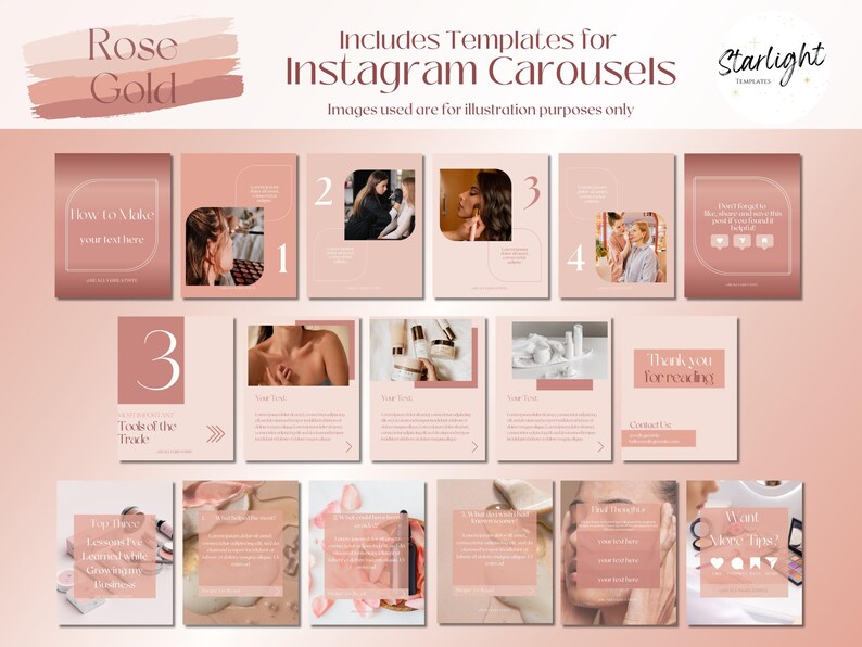 100 Post Templates New Instagram Grid Layout, Rose Gold Instagram ...