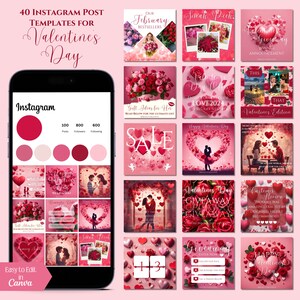 Valentine's Day Instagram Post Templates, February Instagram Posts ...
